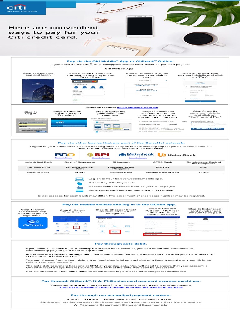 Pay Via The Citi Mobile App or Citibank Online | PDF | Credit Card ...