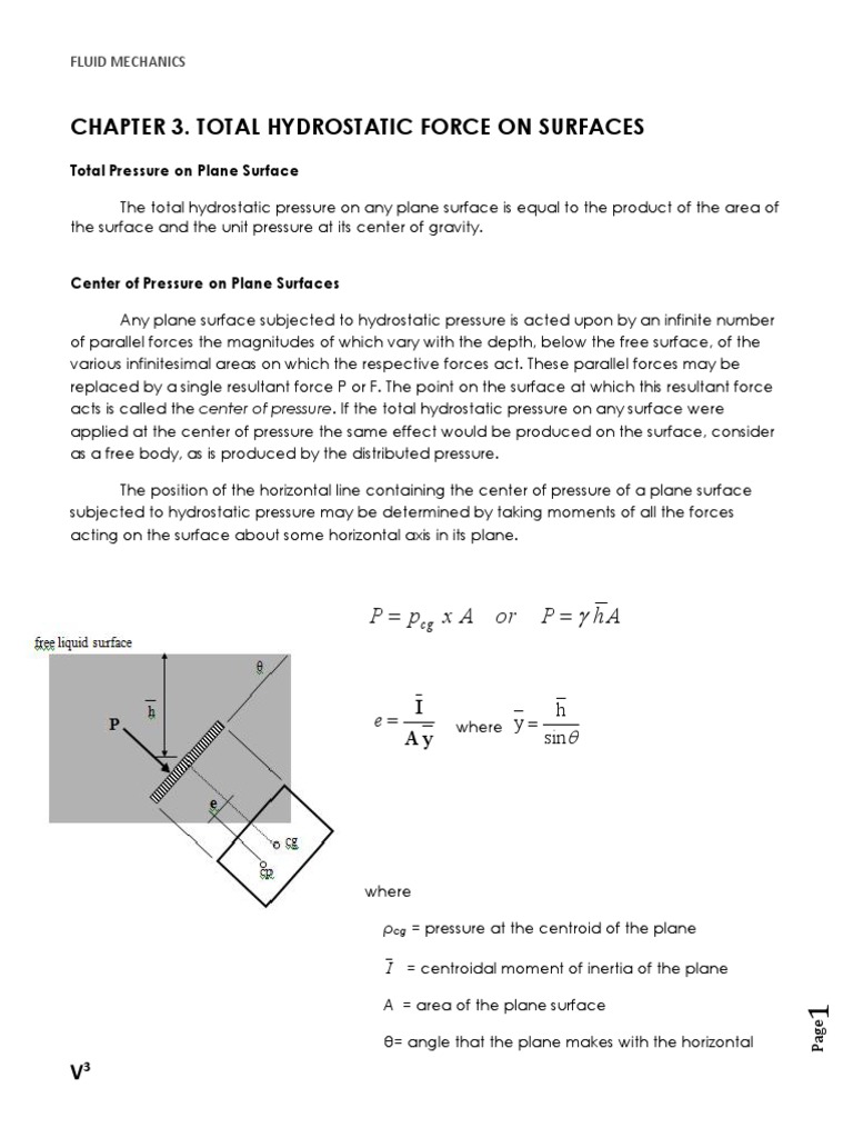Chapter 3. Total Hydrostatic Force On Surfaces | PDF | Force | Pressure