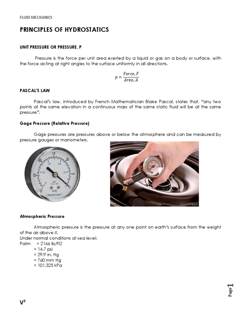 Principles of Hydrostatics Explained | PDF | Pressure Measurement ...