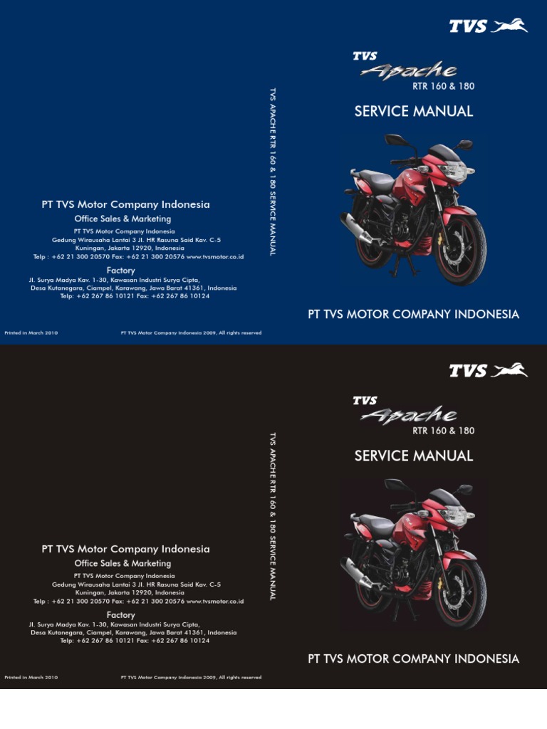 Service Manual: PT TVS Motor Company Indonesia | PDF | Carburetor | Brake