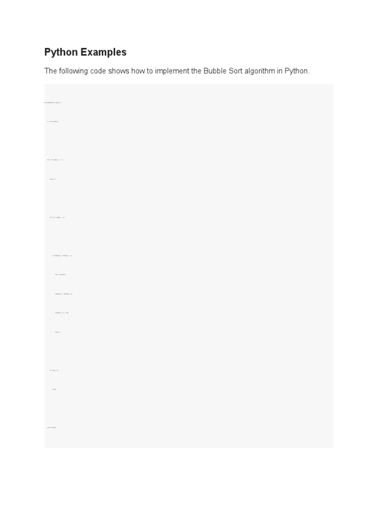 Python Examples: The Following Code Shows How To Implement The Bubble ...