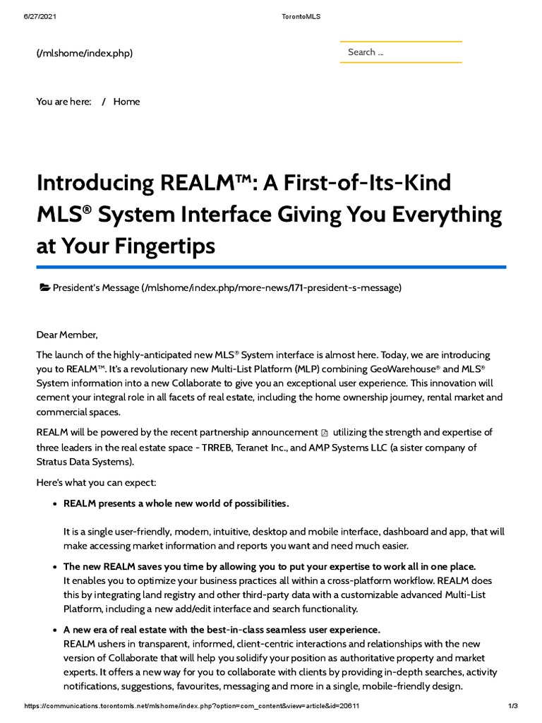 Introducing REALM™: A First-of-Its-Kind MLS System Interface Giving You ...