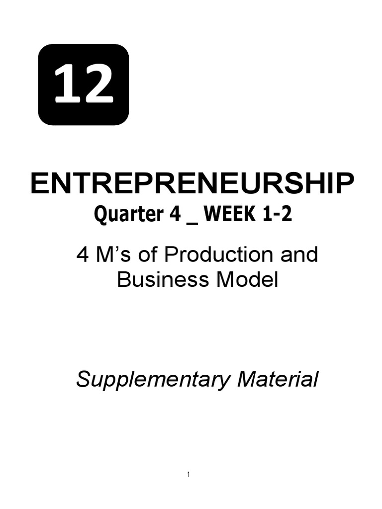 Q4 Week 1 2 ENTREP - 4Ms of Production and Business Model - Students ...
