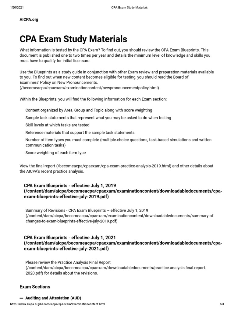 CPA Exam Study Materials | Download Free PDF | Uniform Certified Public ...