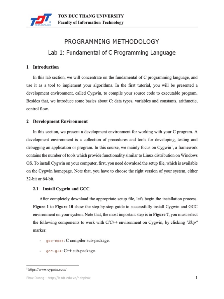 Programming Methodology Lab 1 Fundamental Of C Programming Language Pdf Computer