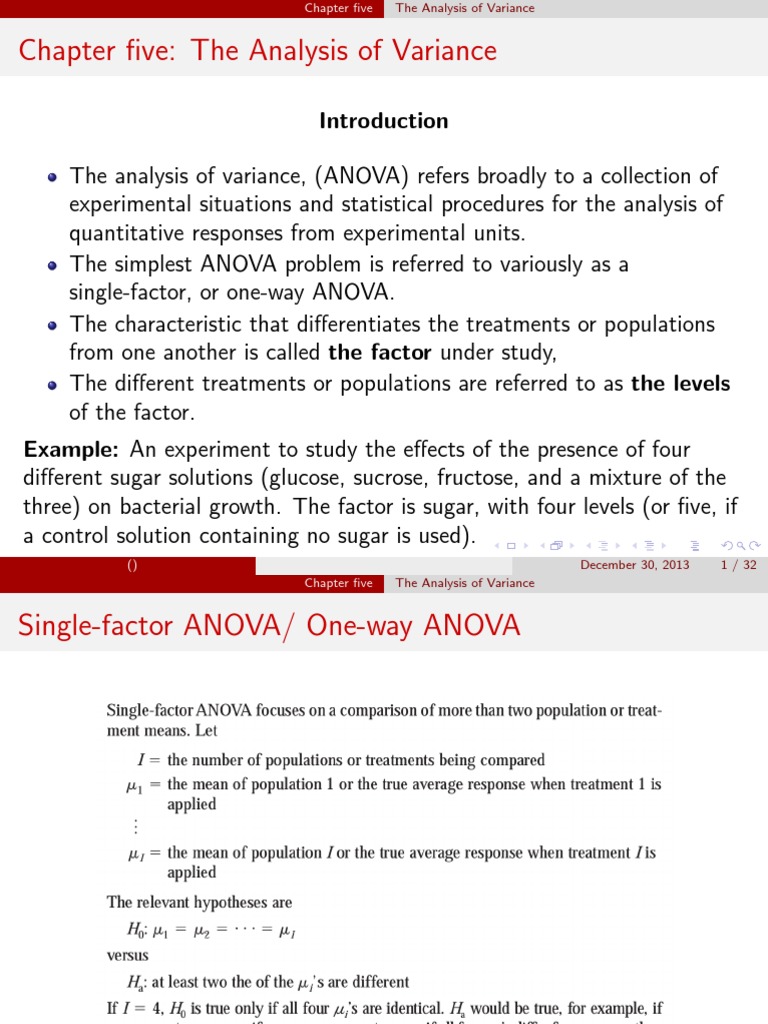 Chapter Five: The Analysis of Variance | PDF | Analysis Of Variance ...