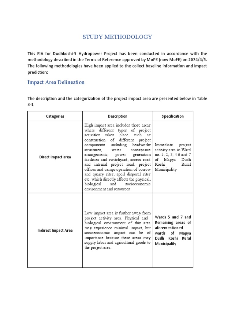Study Methodology: Impact Area Delineation | PDF | Forests | Water Quality