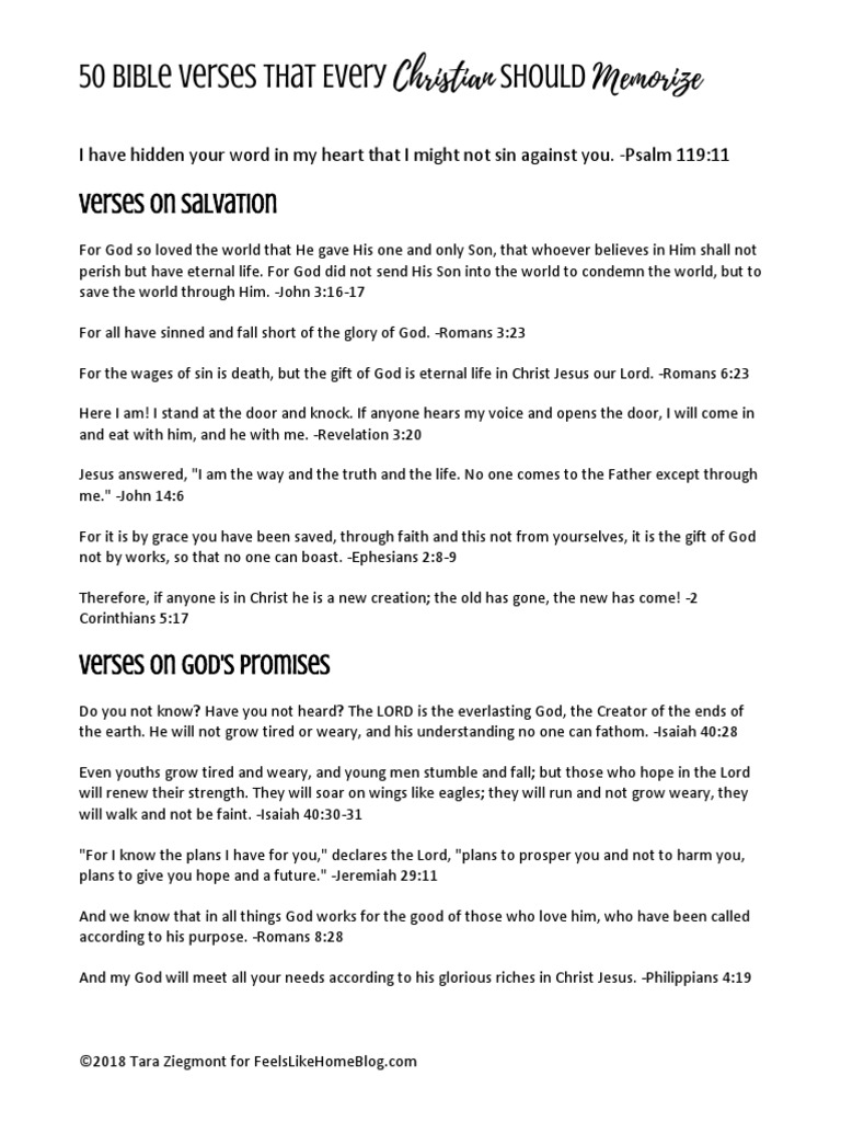 50 Bible Verses Every Christian Should Memorize | PDF | Eternal Life ...