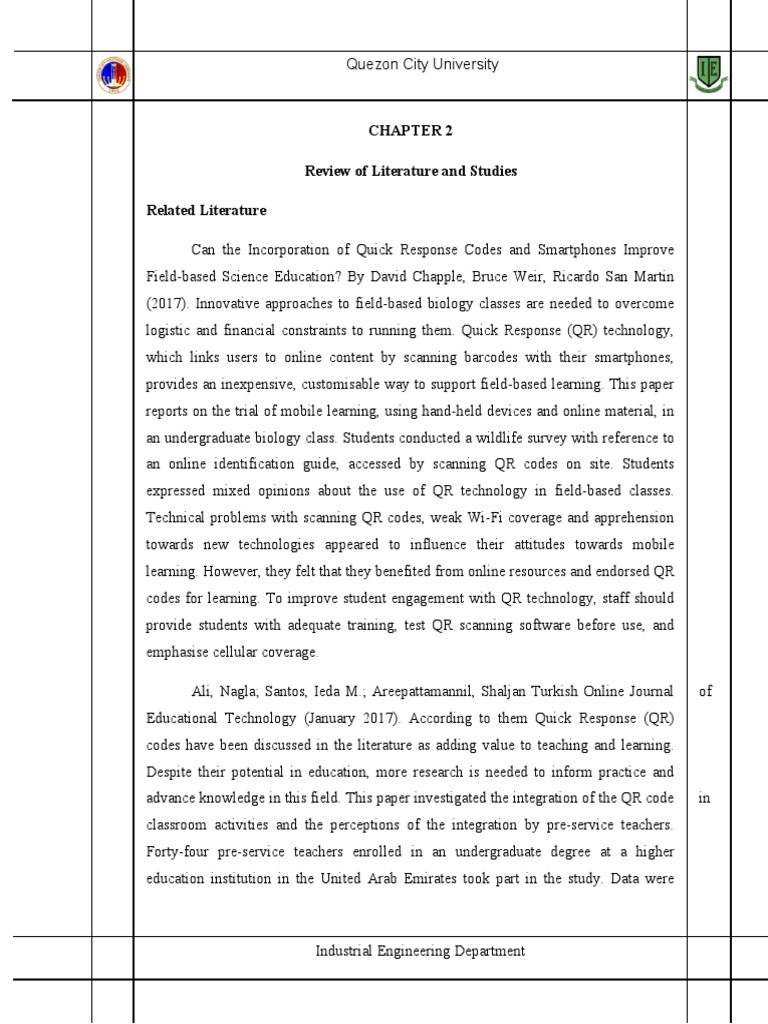 Review of Literature and Studies Related Literature | PDF | Qr Code ...