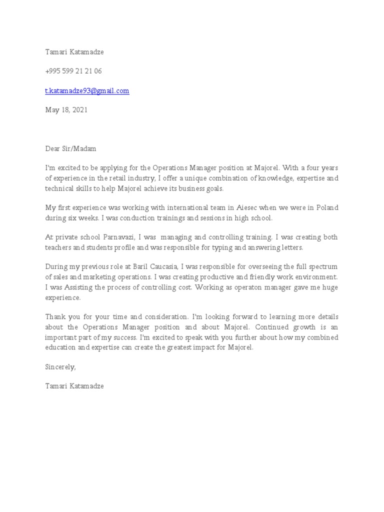 Letter of Motivation | PDF