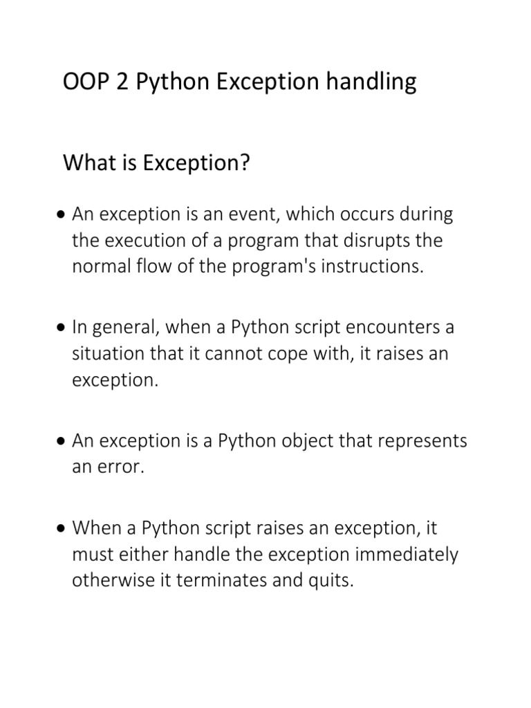 OOP 2 Python Exception Handling | PDF