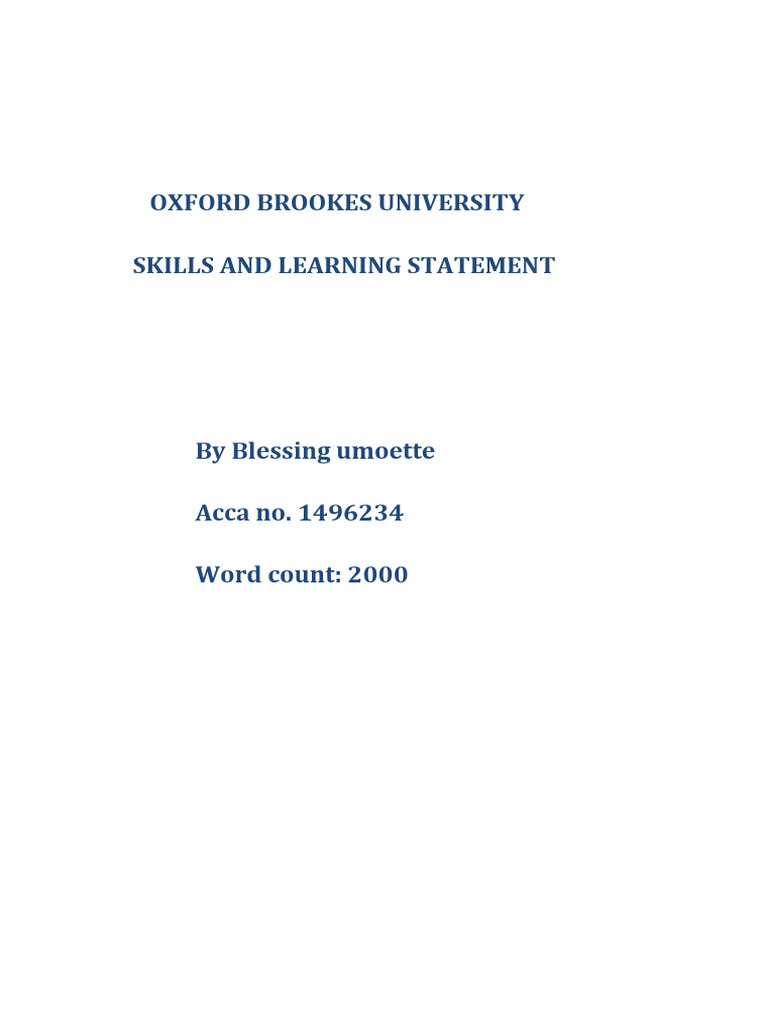 Skills and Learning Statement Overview | PDF | Mergers And Acquisitions ...