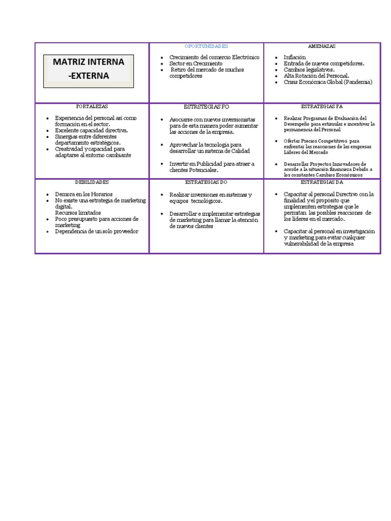Matriz Interna y Externa | PDF | Marketing | Mercado (economía)