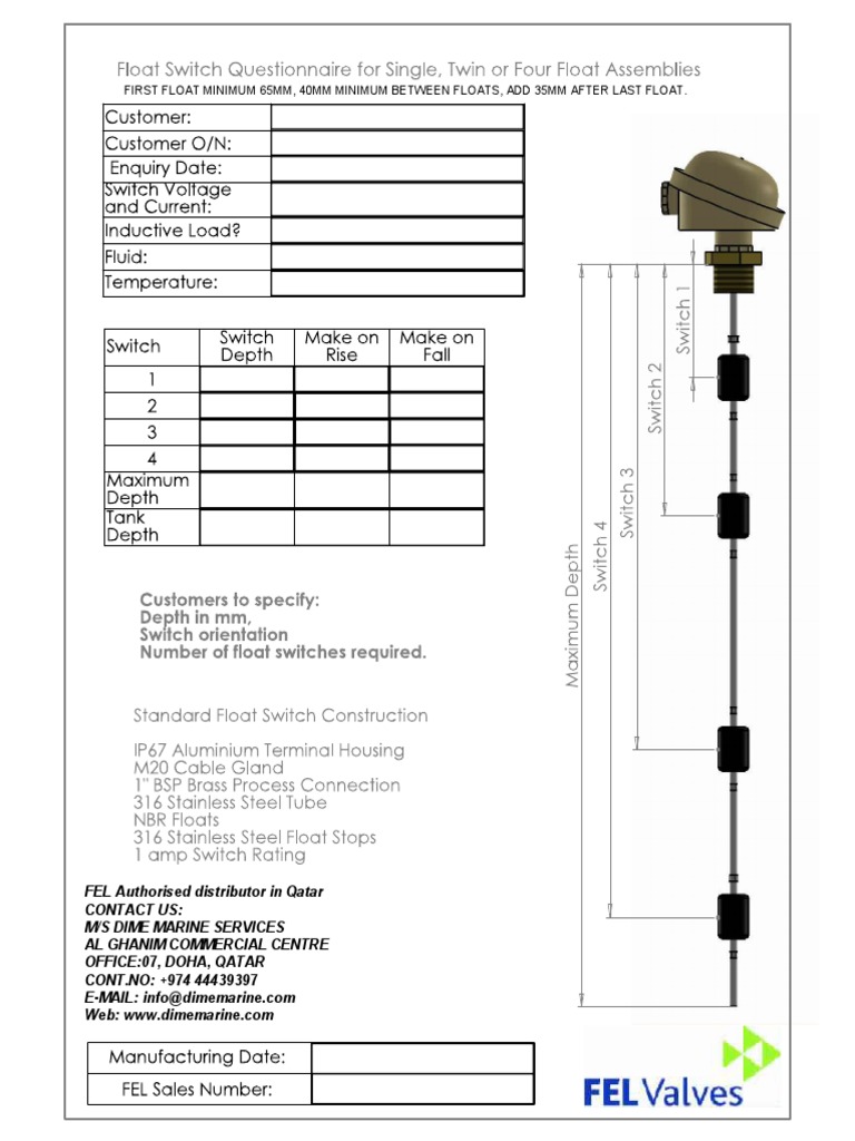 Fel Float Switch Datasheet | PDF