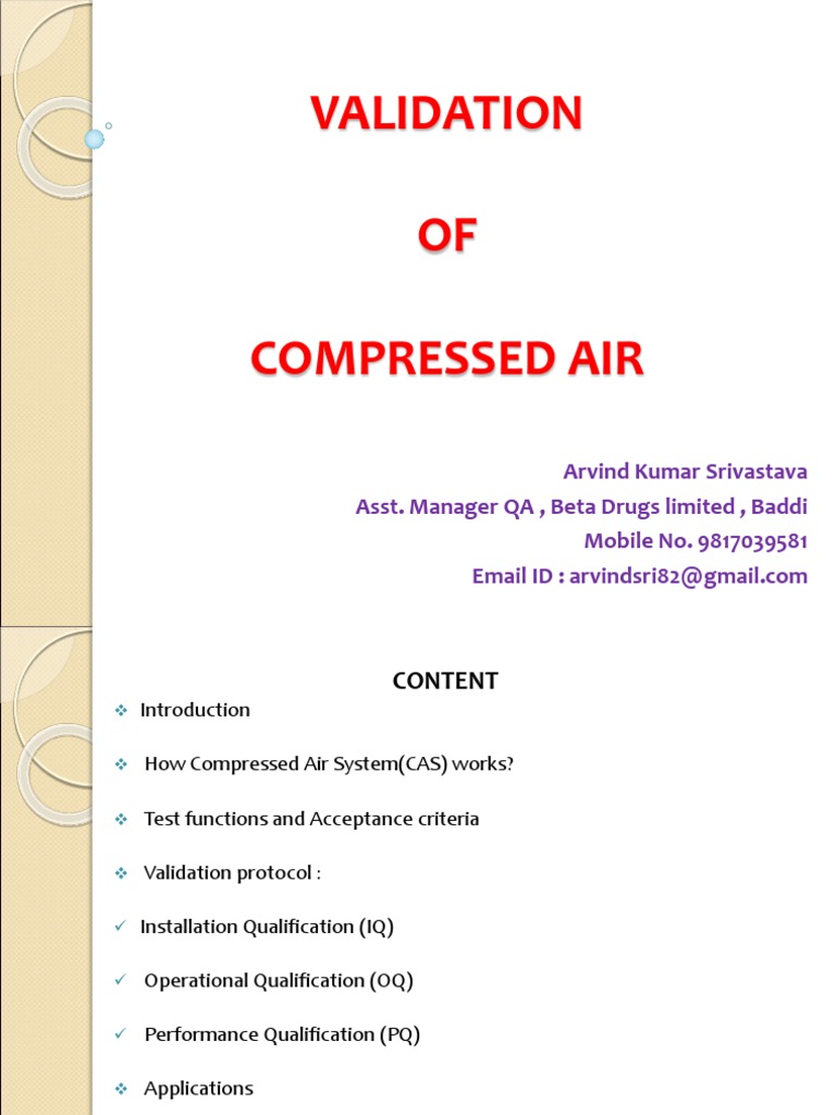 Compressed Air Validation in Pharma | PDF | Verification And Validation ...