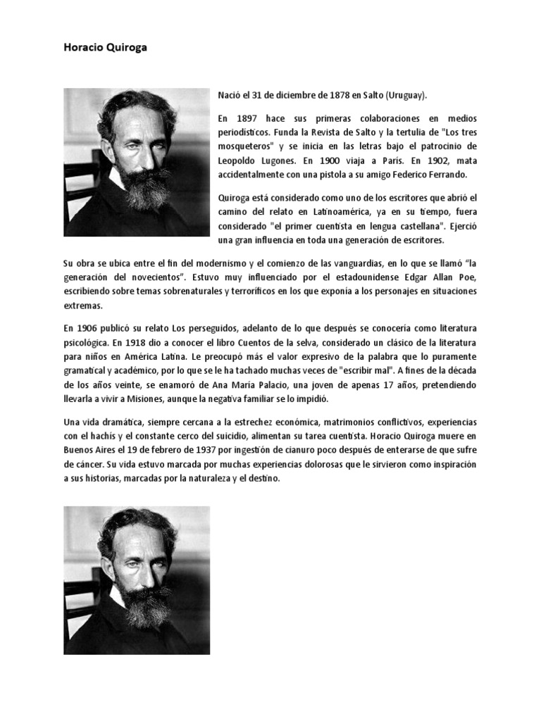 Biografia de Horacio Quiroga | PDF