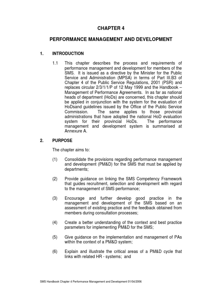 SMS Handbook Chapter 4 Performance Management and Development 01/04 ...
