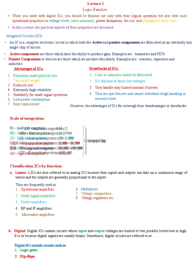 Logic Families: Ics, Logical Operation Operational Properties | PDF ...
