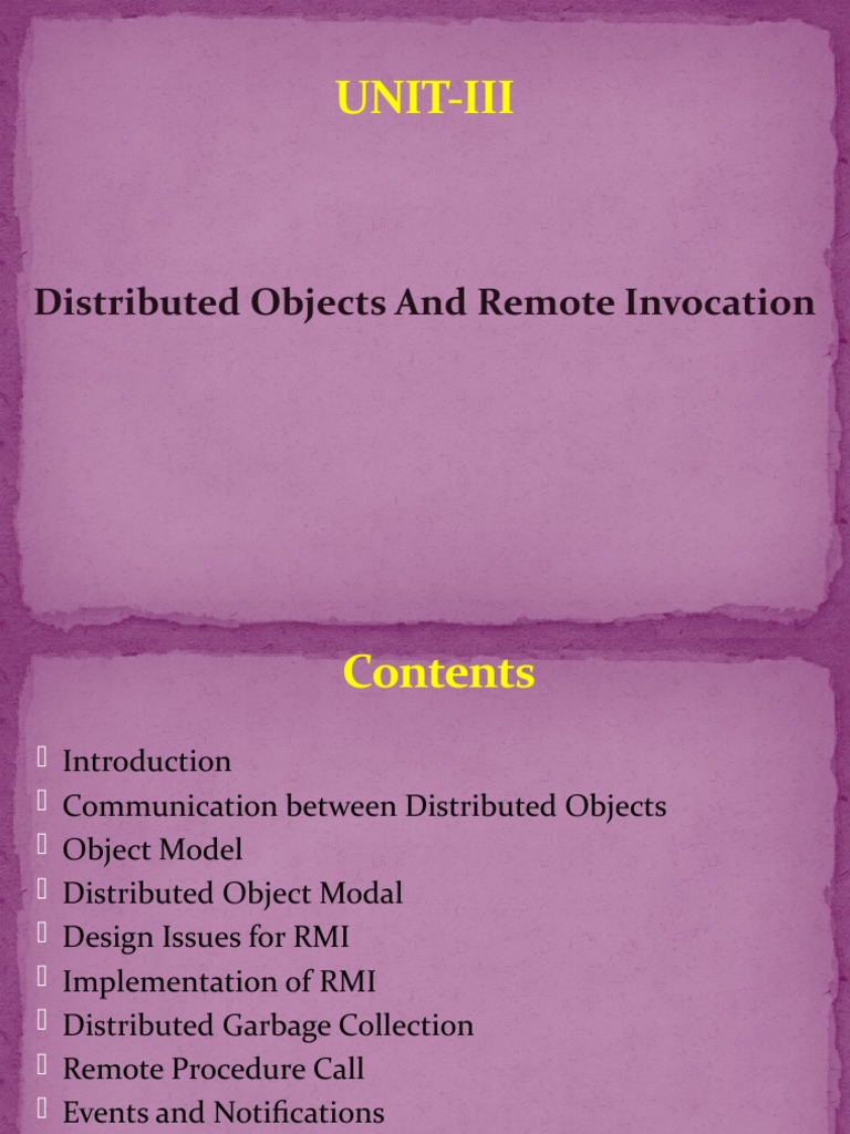 UNIT-III Distributed Objects and Remote Invocation | PDF | Object (Computer Science) | Method ...