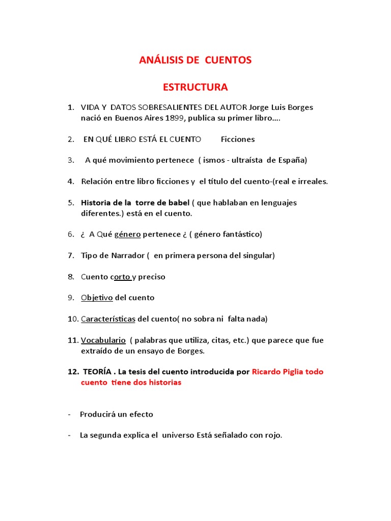 Análisis de Cuentos Cortos y Estructura | PDF | Cuentos | Narrativa