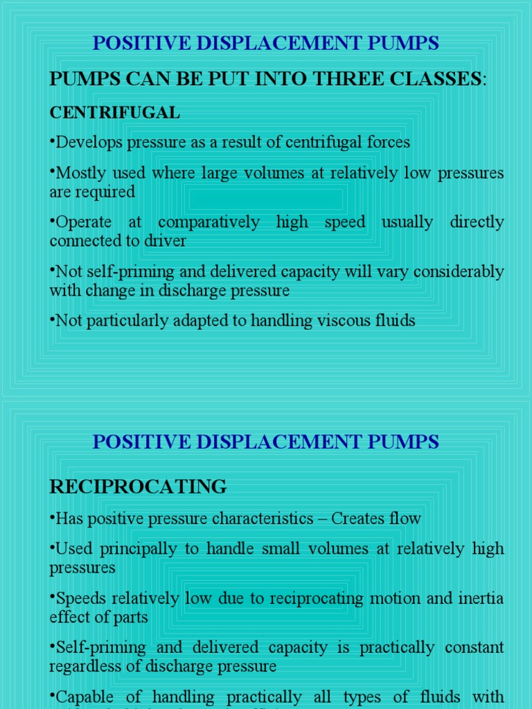 Overview of Positive Displacement Pumps | PDF | Pump | Gas Technologies
