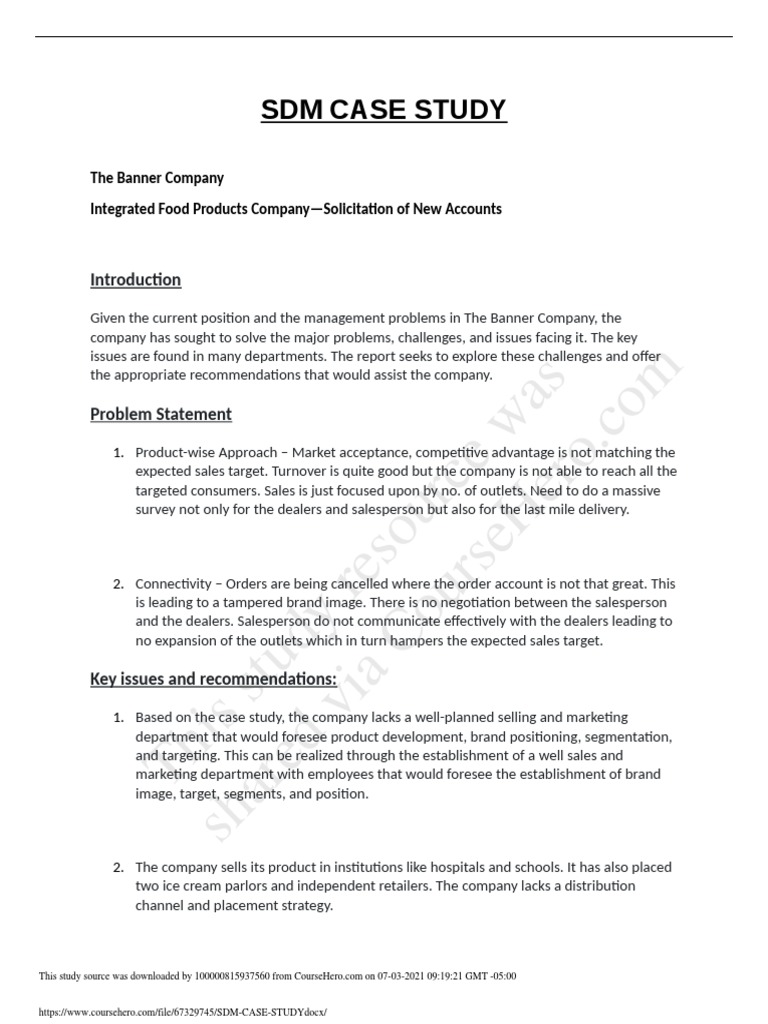 SDM Case Study | PDF | Sales | Customer