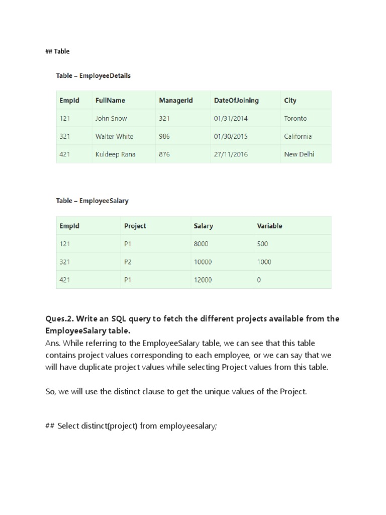 Interview Questions | PDF | Sql | Data Management Software