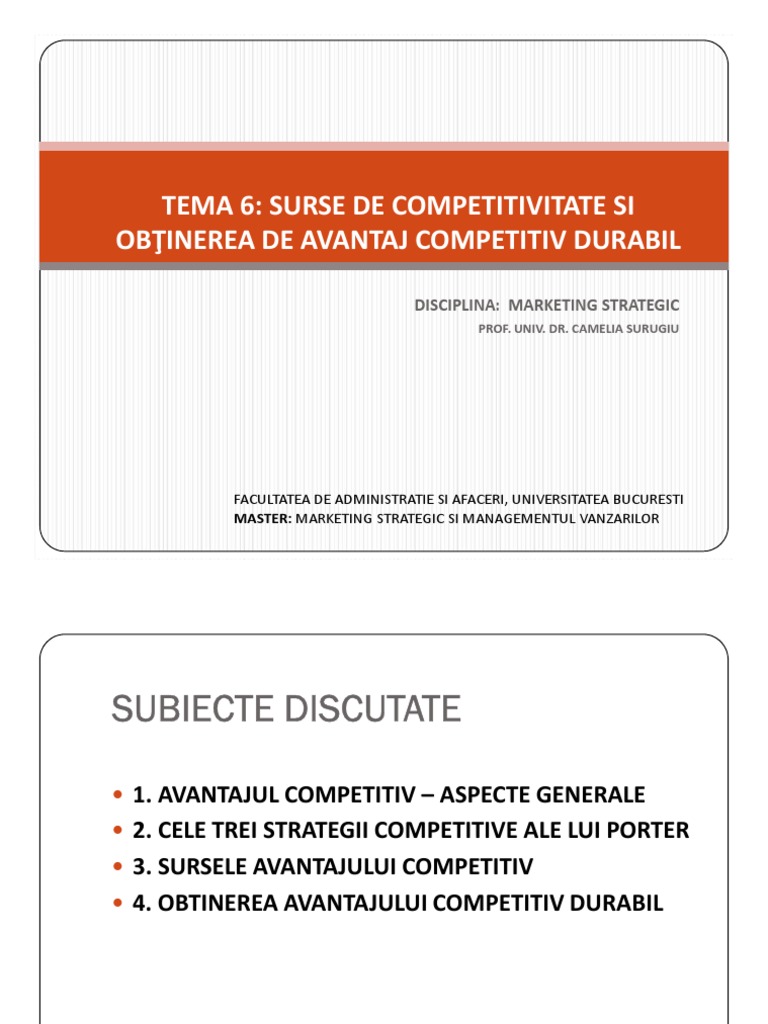 Tema6 Avantaj Competitiv 2020 | PDF