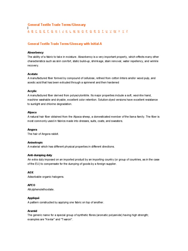 Textile Terminology | PDF | Textiles | Yarn