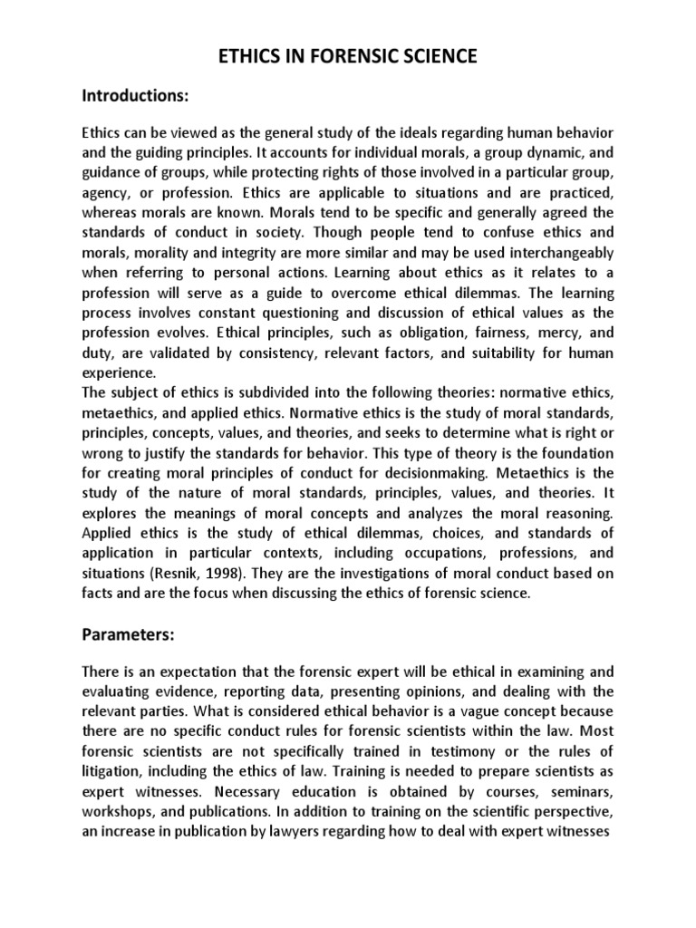 Ethics in Forensic Science | PDF | Expert Witness | Morality