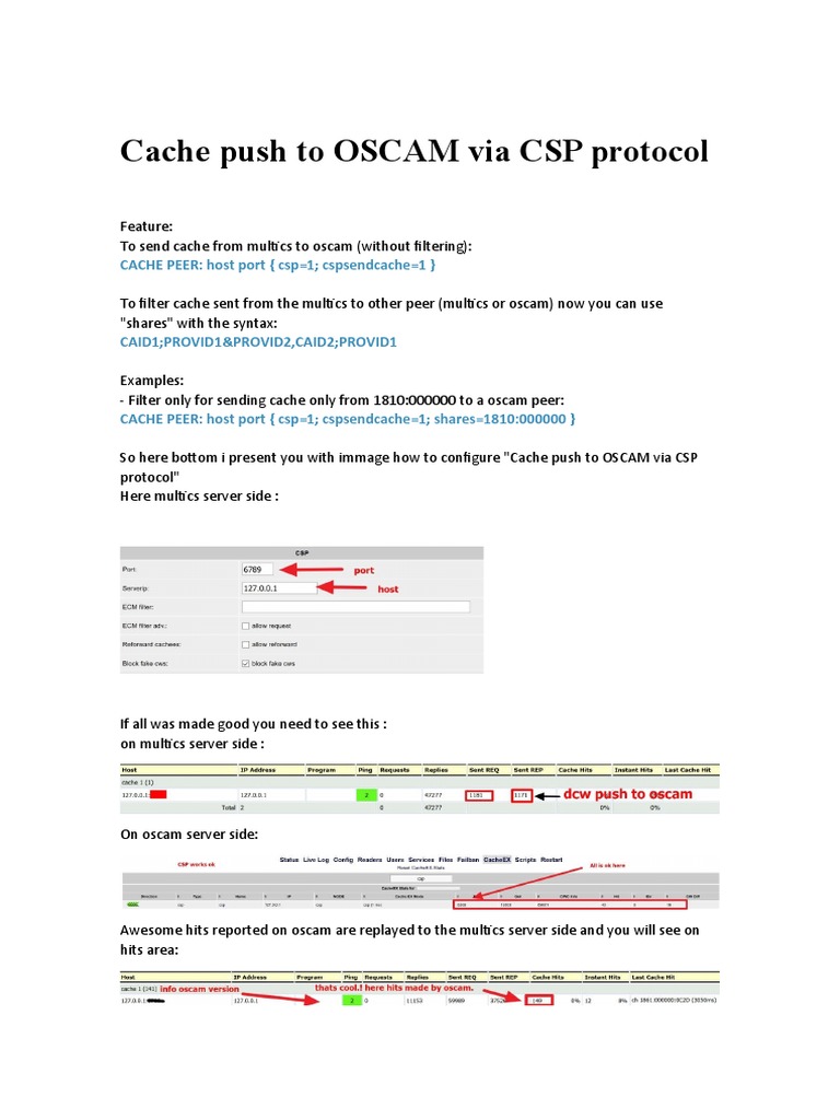 Cache Push To OSCAM Via CSP Protocol | PDF
