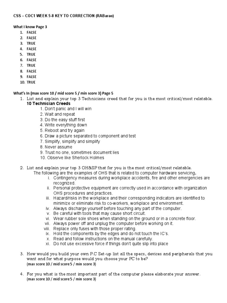 Answer Key Css Week 5 8 | PDF | Usb Flash Drive | Floppy Disk