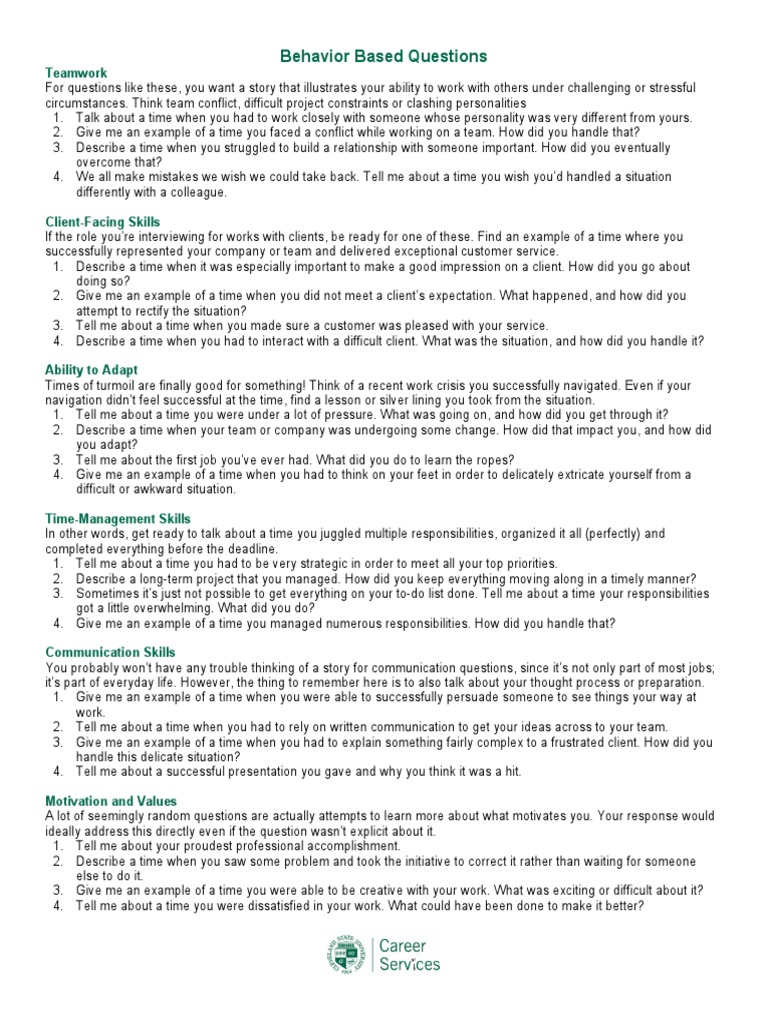 STAR Method for Behavioral Interviews | PDF | Time Management ...