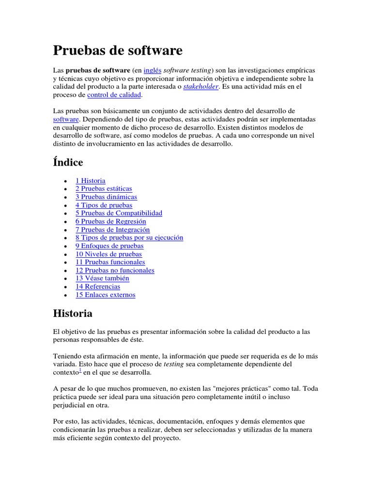 Pruebas de Software | PDF | Pruebas de software | Gestión de tecnología ...
