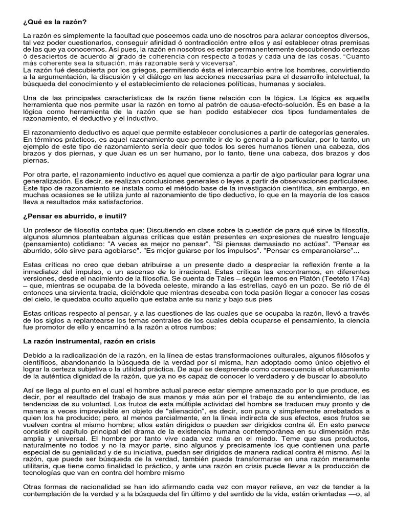 Qué Es La Razón | PDF | Razón | Verdad