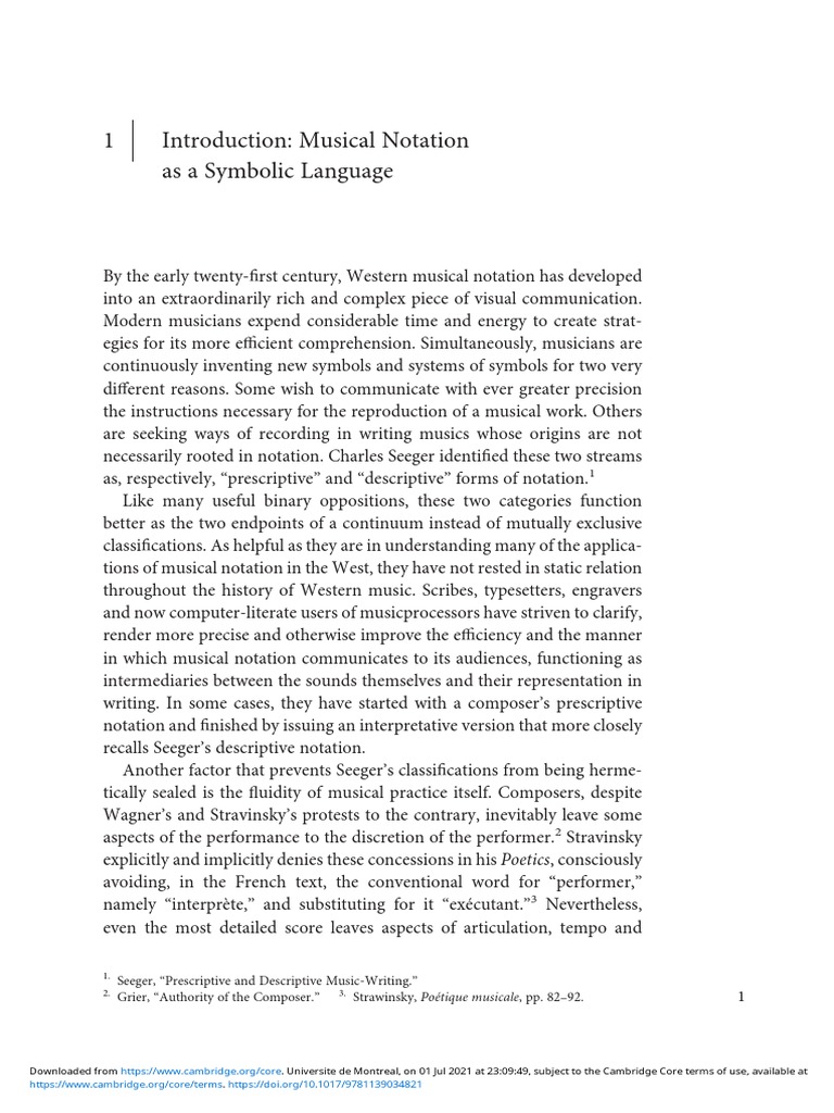 1 Introduction: Musical Notation As A Symbolic Language | PDF | Musical ...