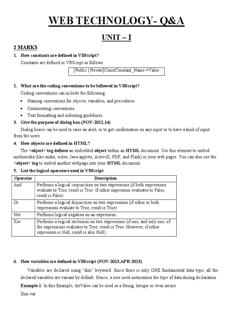 Web Technology - Questions - Answers-1 | PDF | Html Element | Subroutine