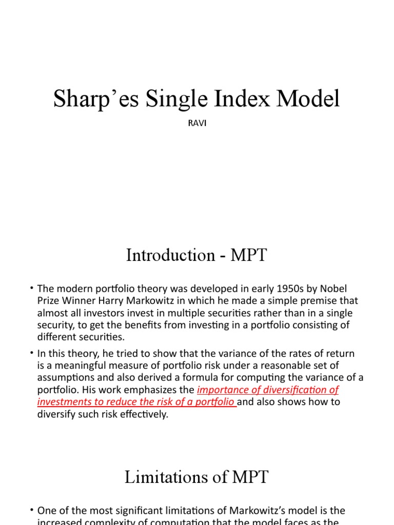 10 Sharpe S Single Index Model | PDF | Beta (Finance) | Modern ...