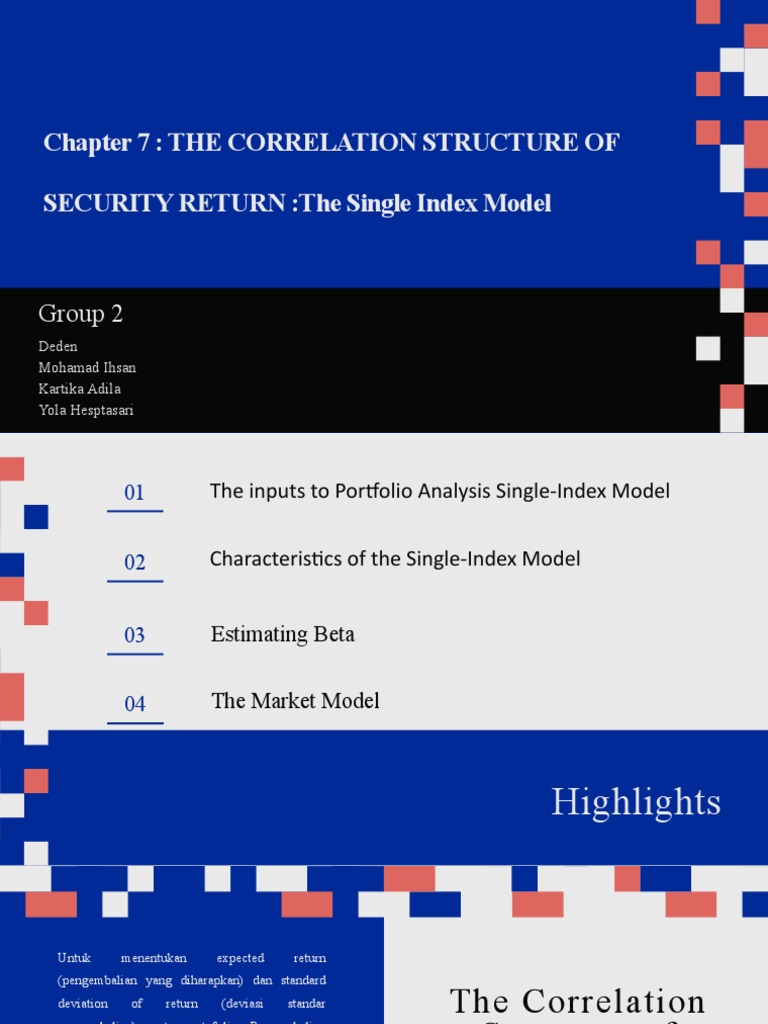 Chapter 7 & 8 - The Single & Multi Index Model | PDF