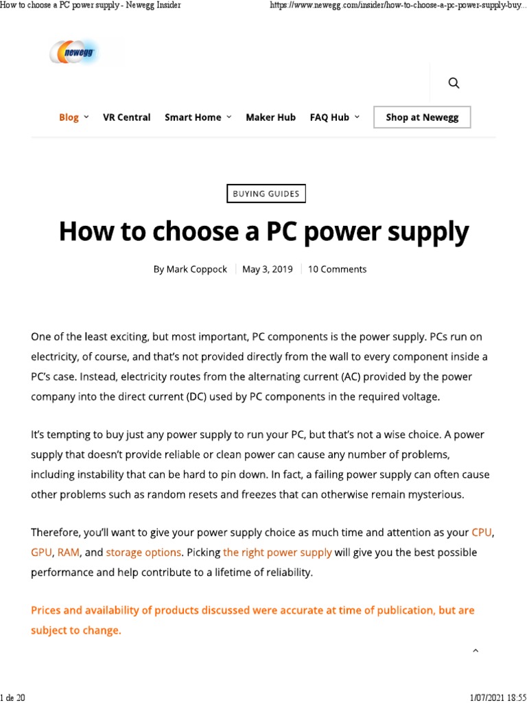 How To Choose A PC Power Suply Buying Guide | PDF | Electronic ...