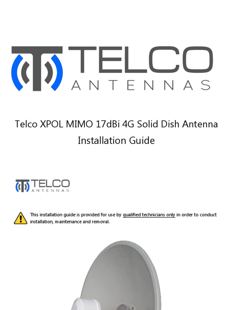 Telco Antennas - Telco XPOL MIMO 17dbi 4G Solid Dish Antenna Installation Guide | PDF | Home ...