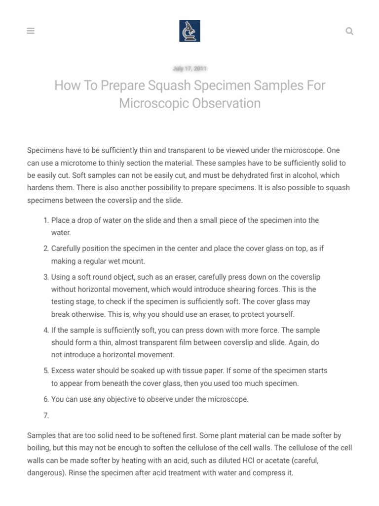 How To Prepare Squash Specimen Samples For Microscopic Observation ...