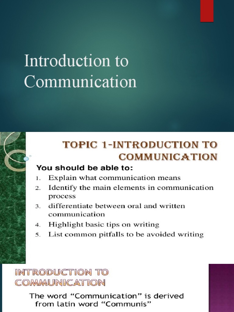 Introduction To Communication | PDF