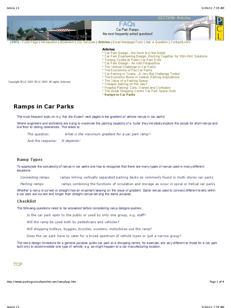 Car Ramp Transitions | PDF | Slope | Parking Lot