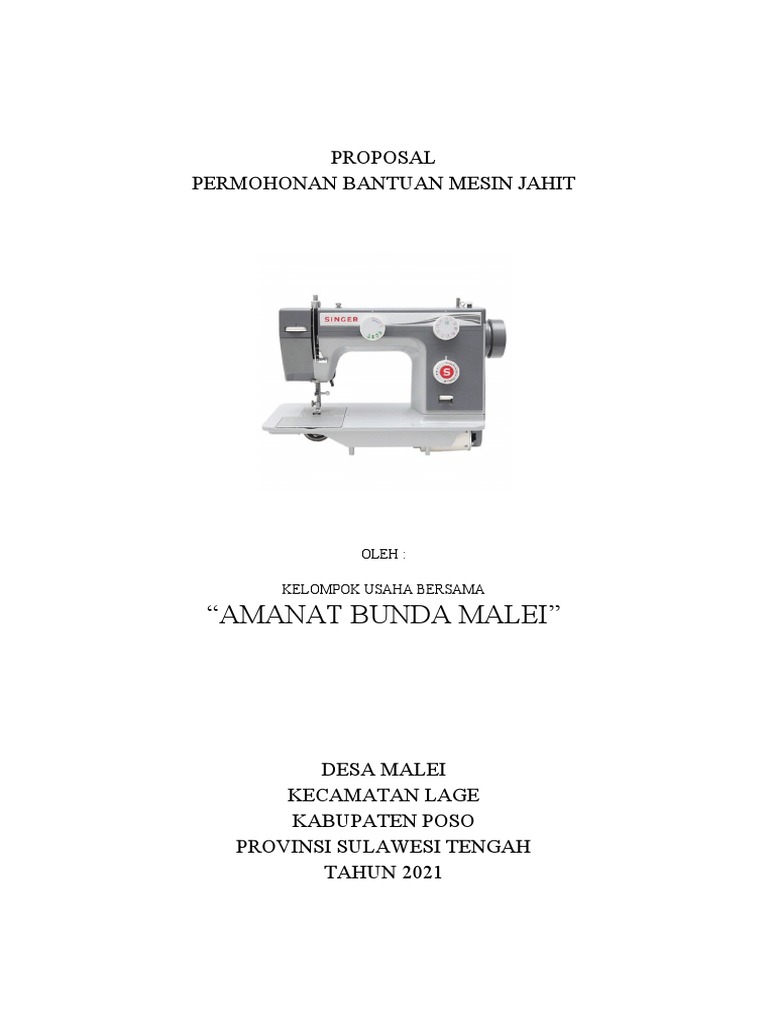Proposal Bantuan Mesin Jahit 2021 | PDF