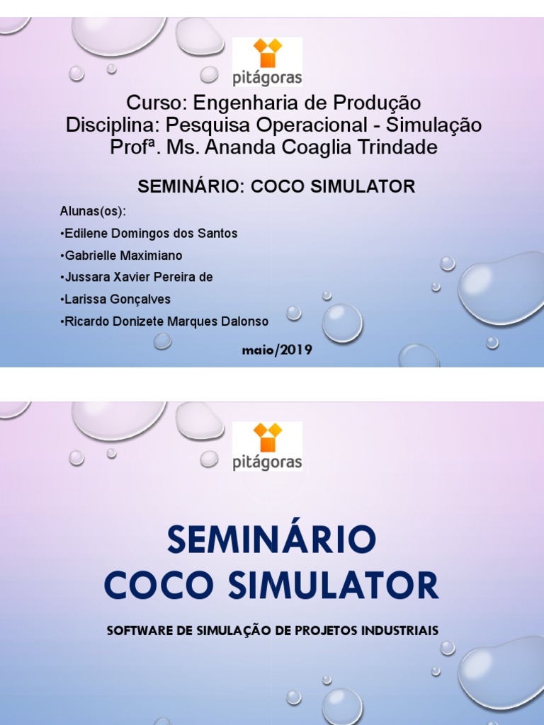 Seminário Coco Simulator - Final | PDF | Engenharia | Reações químicas