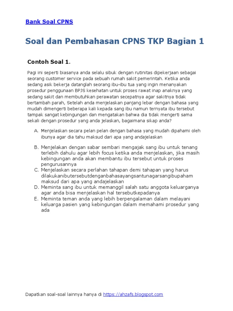 Soal Dan Pembahasan CPNS TKP Bagian 1 | PDF