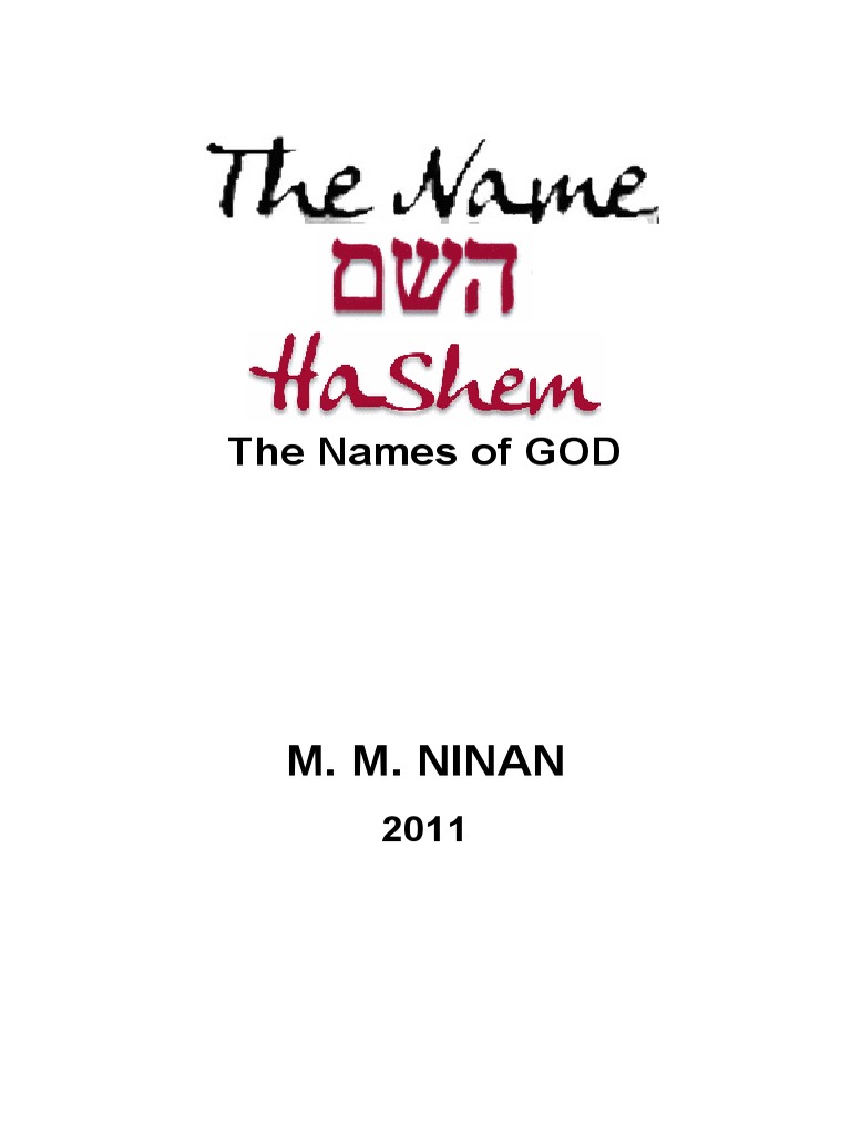 The Name Hashem - The Names of God - M. M. Ninan | PDF | Names Of God ...