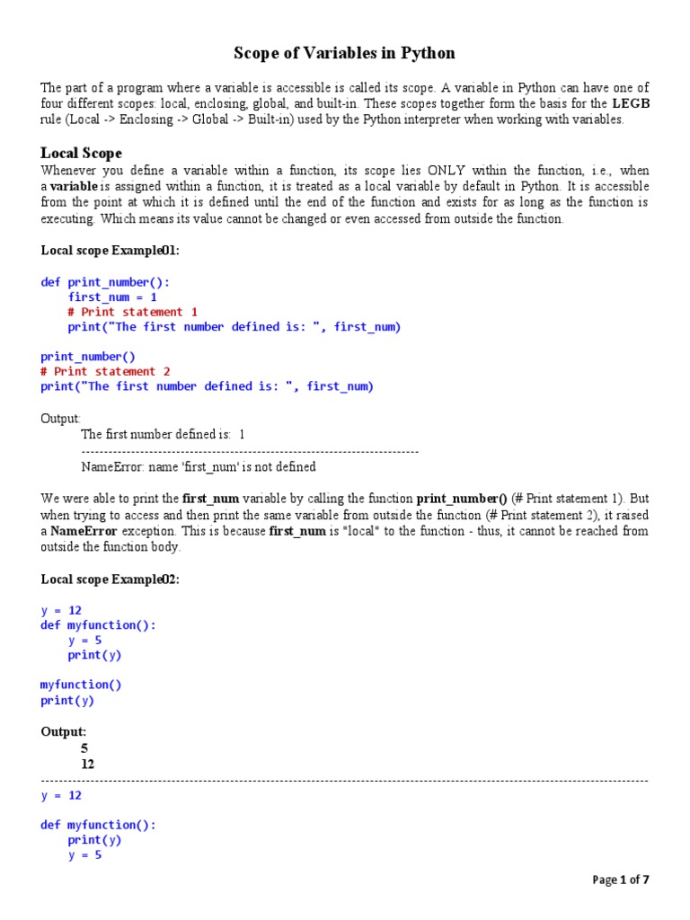 04 - Lab08 - Supplement - ScopeOfVariables in Python | PDF | Scope (Computer Science) | Subroutine