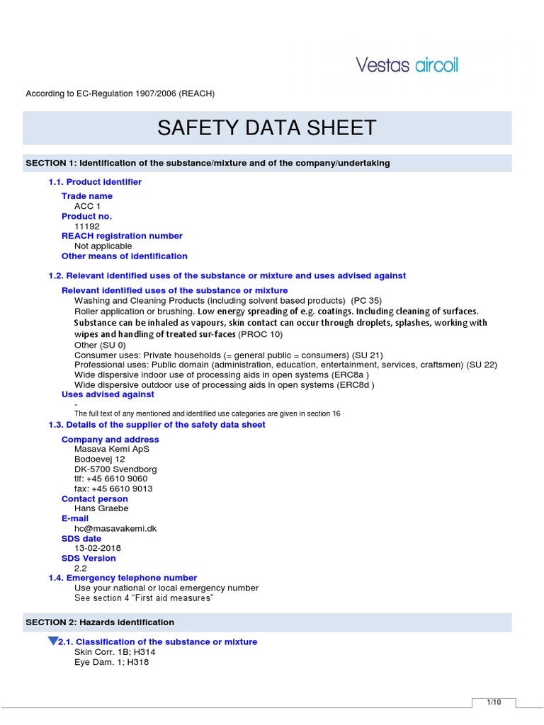 MSDS Acc1 | PDF | Toxicity | Hypothermia